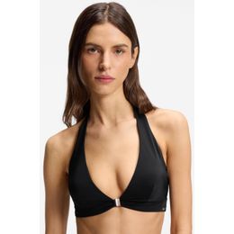 Triangel-Bikini-Top BOSS "BOSS CODES", Damen, Gr. L, N-Gr, schwarz 001, Microfaser, Obermaterial: 80% Polyamid, 20% Elasthan, Bikini-Oberteile, mit herausnehmbarer Wattierung