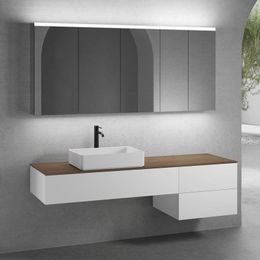 neoro n50 M&ouml;belanlage B: 180 cm mit 3 Ausz&uuml;gen, Waschtisch B: 58 cm wei&szlig; matt, mit Spiegelschrank f&uuml;r die Schweiz,,