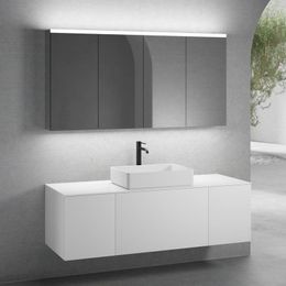 neoro n50 M&ouml;belanlage B: 160 cm mit 3 Ausz&uuml;gen, Waschtisch B: 58 cm wei&szlig; matt, mit Spiegelschrank f&uuml;r die Schweiz,,