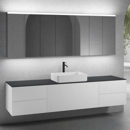 neoro n50 M&ouml;belanlage B: 220 cm mit 5 Ausz&uuml;gen, Waschtisch B: 58 cm wei&szlig; matt, mit Spiegelschrank f&uuml;r die Schweiz,,