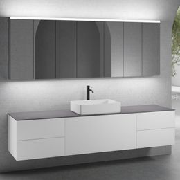 neoro n50 M&ouml;belanlage B: 220 cm mit 5 Ausz&uuml;gen, Waschtisch B: 58 cm wei&szlig; matt, mit Spiegelschrank f&uuml;r die Schweiz,,