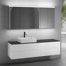 neoro n50 M&ouml;belanlage B: 180 cm mit 4 Ausz&uuml;gen, Waschtisch B: 58 cm wei&szlig; matt, mit Spiegelschrank f&uuml;r die Schweiz,,