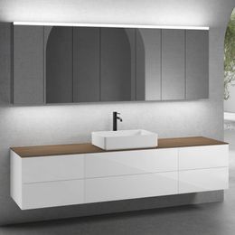 neoro n50 M&ouml;belanlage B: 220 cm mit 6 Ausz&uuml;gen, Waschtisch B: 58 cm wei&szlig; matt, mit Spiegelschrank f&uuml;r die Schweiz,,