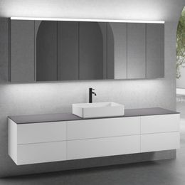 neoro n50 M&ouml;belanlage B: 220 cm mit 6 Ausz&uuml;gen, Waschtisch B: 58 cm wei&szlig; matt, mit Spiegelschrank f&uuml;r die Schweiz,,