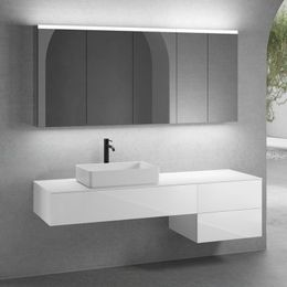 neoro n50 M&ouml;belanlage B: 180 cm mit 3 Ausz&uuml;gen, Waschtisch B: 58 cm wei&szlig; matt, mit Spiegelschrank f&uuml;r die Schweiz,,