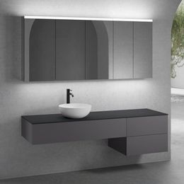 neoro n50 M&ouml;belanlage B: 180 cm mit 3 Ausz&uuml;gen, Waschtisch &Oslash; 45 cm wei&szlig; matt, mit Spiegelschrank f&uuml;r die Schweiz,,