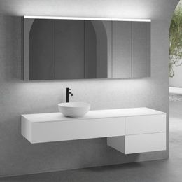 neoro n50 M&ouml;belanlage B: 180 cm mit 3 Ausz&uuml;gen, Waschtisch &Oslash; 45 cm wei&szlig; matt, mit Spiegelschrank f&uuml;r die Schweiz,,