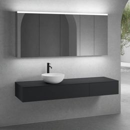 neoro n50 M&ouml;belanlage B: 180 cm mit 2 Ausz&uuml;gen, Waschtisch &Oslash; 40 cm wei&szlig; matt, mit Spiegelschrank f&uuml;r die Schweiz,,