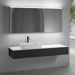 neoro n50 M&ouml;belanlage B: 180 cm mit 2 Ausz&uuml;gen, Waschtisch B: 58 cm wei&szlig; matt, mit Spiegelschrank f&uuml;r die Schweiz,,