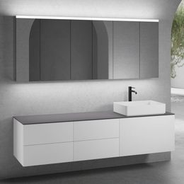 neoro n50 M&ouml;belanlage B: 200 cm mit 5 Ausz&uuml;gen, Waschtisch B: 58 cm wei&szlig; matt, mit Spiegelschrank f&uuml;r die Schweiz,,