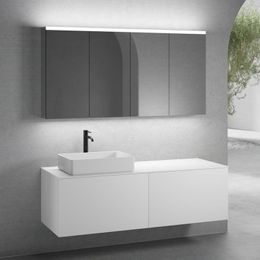 neoro n50 M&ouml;belanlage B: 160 cm mit 2 Ausz&uuml;gen, Waschtisch B: 58 cm wei&szlig; matt, mit Spiegelschrank f&uuml;r die Schweiz,,