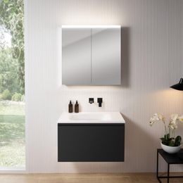 rivea Dia Unterschrank B: 81 cm mit 1 Auszug, Waschtisch ohne Hahnloch wei&szlig; matt, mit n50 Spiegelschrank f&uuml;r die Schweiz,, BR0037BM+BR0054WM+BN0486MI,