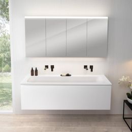 rivea Dia Unterschrank B: 161 cm mit 1 Auszug, Waschtisch ohne Hahnloch wei&szlig;, mit n50 Spiegelschrank f&uuml;r die Schweiz,, BR0045WM+BR0128WH+BN0524MI,