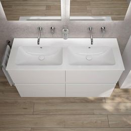 Duravit ME by Starck Doppelwaschtisch, evineo ineo5 evo Unterschrank B: 128 cm, 4 Ausz&uuml;ge, mit Griffmulde,, 233613AA60+BE0717WH,