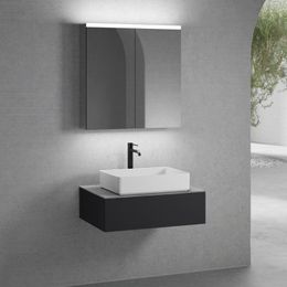 neoro n50 Unterschrank B: 80 cm mit 1 Auszug, Waschtisch B: 58 cm wei&szlig; matt, mit Spiegelschrank f&uuml;r die Schweiz,, BN0065WM+BN0412BM+BN0402C3+BN0486MI,