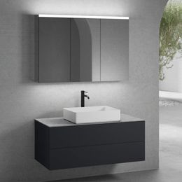 neoro n50 Unterschrank B: 120 cm mit 2 Ausz&uuml;gen, Waschtisch B: 58 cm wei&szlig; matt, mit Spiegelschrank f&uuml;r die Schweiz,,