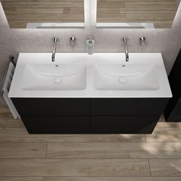 Duravit ME by Starck Doppelwaschtisch, evineo ineo5 evo Unterschrank B: 128 cm, 4 Ausz&uuml;ge, mit Griffmulde,, 233613AA60+BE0717BM,