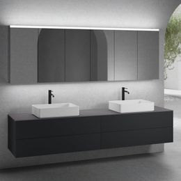 neoro n50 M&ouml;belanlage B: 240 cm mit 4 Ausz&uuml;gen, 2 Waschtische B: 58 cm wei&szlig; matt, mit Spiegelschrank f&uuml;r die Schweiz,,