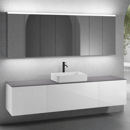 neoro n50 M&ouml;belanlage B: 220 cm mit 3 Ausz&uuml;gen, Waschtisch B: 58 cm wei&szlig; matt, mit Spiegelschrank f&uuml;r die Schweiz,,