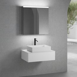 neoro n50 Unterschrank B: 80 cm mit 1 Auszug, Waschtisch B: 58 cm wei&szlig; matt, mit Spiegelschrank f&uuml;r die Schweiz,, BN0065WM+BN0412WM+BN0402WH+BN0486MI,
