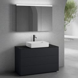 neoro n50 Unterschrank B: 120 cm mit 3 Ausz&uuml;gen, Waschtisch B: 58 cm wei&szlig; matt, mit Spiegelschrank f&uuml;r die Schweiz,,