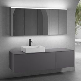 neoro n50 M&ouml;belanlage B: 180 cm mit 4 Ausz&uuml;gen, Waschtisch B: 58 cm wei&szlig; matt, mit Spiegelschrank f&uuml;r die Schweiz,,