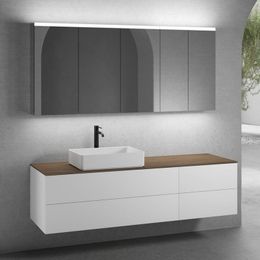 neoro n50 M&ouml;belanlage B: 180 cm mit 4 Ausz&uuml;gen, Waschtisch B: 58 cm wei&szlig; matt, mit Spiegelschrank f&uuml;r die Schweiz,,