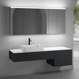 neoro n50 M&ouml;belanlage B: 180 cm mit 3 Ausz&uuml;gen, Waschtisch B: 58 cm wei&szlig; matt, mit Spiegelschrank f&uuml;r die Schweiz,,