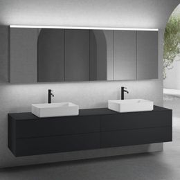 neoro n50 M&ouml;belanlage B: 240 cm mit 4 Ausz&uuml;gen, 2 Waschtische B: 58 cm wei&szlig; matt, mit Spiegelschrank f&uuml;r die Schweiz,,