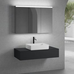 neoro n50 Unterschrank B: 120 cm mit 1 Auszug, Waschtisch B: 58 cm wei&szlig; matt, mit Spiegelschrank f&uuml;r die Schweiz,,