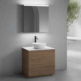 neoro n50 Unterschrank B: 80 cm mit 2 Ausz&uuml;gen, Waschtisch &Oslash; 45 cm wei&szlig; matt, mit Spiegelschrank f&uuml;r die Schweiz,,