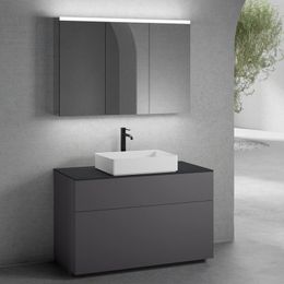 neoro n50 Unterschrank B: 120 cm mit 2 Ausz&uuml;gen, Waschtisch B: 58 cm wei&szlig; matt, mit Spiegelschrank f&uuml;r die Schweiz,,