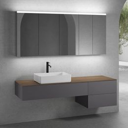neoro n50 M&ouml;belanlage B: 180 cm mit 3 Ausz&uuml;gen, Waschtisch B: 58 cm wei&szlig; matt, mit Spiegelschrank f&uuml;r die Schweiz,,