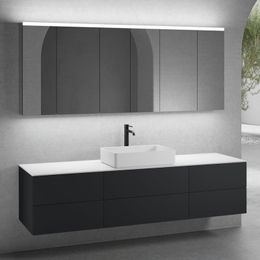 neoro n50 M&ouml;belanlage B: 200 cm mit 6 Ausz&uuml;gen, Waschtisch B: 58 cm wei&szlig; matt, mit Spiegelschrank f&uuml;r die Schweiz,,
