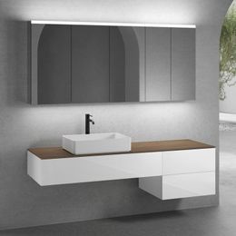 neoro n50 M&ouml;belanlage B: 180 cm mit 3 Ausz&uuml;gen, Waschtisch B: 58 cm wei&szlig; matt, mit Spiegelschrank f&uuml;r die Schweiz,,