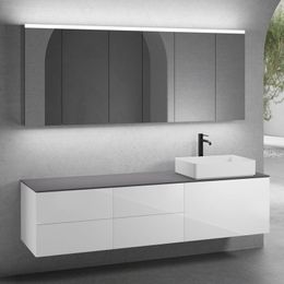 neoro n50 M&ouml;belanlage B: 200 cm mit 5 Ausz&uuml;gen, Waschtisch B: 58 cm wei&szlig; matt, mit Spiegelschrank f&uuml;r die Schweiz,,
