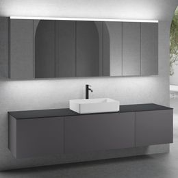neoro n50 M&ouml;belanlage B: 220 cm mit 3 Ausz&uuml;gen, Waschtisch B: 58 cm wei&szlig; matt, mit Spiegelschrank f&uuml;r die Schweiz,,