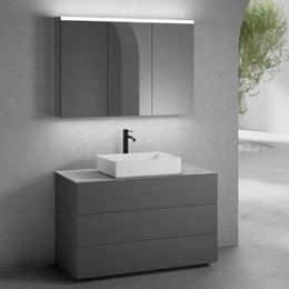 neoro n50 Unterschrank B: 120 cm mit 3 Ausz&uuml;gen, Waschtisch B: 58 cm wei&szlig; matt, mit Spiegelschrank f&uuml;r die Schweiz,,