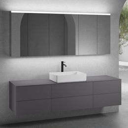 neoro n50 M&ouml;belanlage B: 200 cm mit 6 Ausz&uuml;gen, Waschtisch B: 58 cm wei&szlig; matt, mit Spiegelschrank f&uuml;r die Schweiz,,