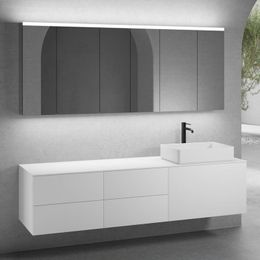 neoro n50 M&ouml;belanlage B: 200 cm mit 5 Ausz&uuml;gen, Waschtisch B: 58 cm wei&szlig; matt, mit Spiegelschrank f&uuml;r die Schweiz,,