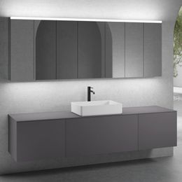 neoro n50 M&ouml;belanlage B: 220 cm mit 3 Ausz&uuml;gen, Waschtisch B: 58 cm wei&szlig; matt, mit Spiegelschrank f&uuml;r die Schweiz,,