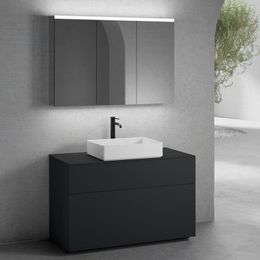 neoro n50 Unterschrank B: 120 cm mit 2 Ausz&uuml;gen, Waschtisch B: 58 cm wei&szlig; matt, mit Spiegelschrank f&uuml;r die Schweiz,,
