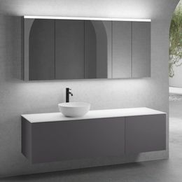 neoro n50 M&ouml;belanlage B: 180 cm mit 2 Ausz&uuml;gen, Waschtisch &Oslash; 40 cm wei&szlig; matt, mit Spiegelschrank f&uuml;r die Schweiz,,