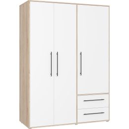 Kleiderschrank FORTE "Mokkaris, zeitloses Design, 3&ndash;4 T&uuml;ren, Made in Europe", wei&szlig; (eiche sonoma, wei&szlig;), B:144,4cm H:200,1cm T:58,8cm, Holzwerkstoff, Schr&auml;nke, Kleiderschrank, Topseller