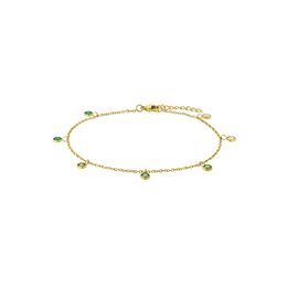 Fu&szlig;kette Amor "2034268, 2034270", gold (gelbgoldfarben, gr&uuml;n), Fu&szlig;ketten, Damen, Edelstahl, mit Zirkonia (synth.)