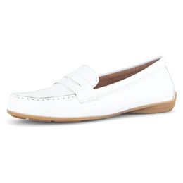 Mokassin Gabor, Damen, Gr. 40, wei&szlig;, Kalbsleder, unifarben, Schuhe Mokassin, Halbschuh, Businessschuh, Schlupfeschuh mit Zierriegel