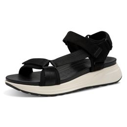 Riemchensandale Tamaris, Damen, Gr. 39, schwarz, Textil, Schuhe Riemchensandale, Plateau, Sandalette, Trekkingsandale, verstellbare Klettverschl&uuml;sse