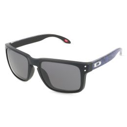 Oakley OO9102 HOLBROOK | Herren-Sonnenbrille | Fassung: Vollrand, Quadratisch, Kunststoff, Schwarz Matt | Glasfarbe: Grau
