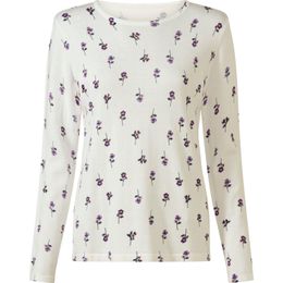 CR&Eacute;ATION L Damen Feinstrickpullover mit Blumen-Dessin ecru-bedruckt Gr&ouml;&szlig;e 36