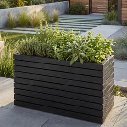 Pflanzkasten MCW-L21, Pflanzk&uuml;bel Blumentopf Hochbeet, eckig 41x63x23cm Outdoor Akazie Holz MVG-zertifiziert ~ schwarz
